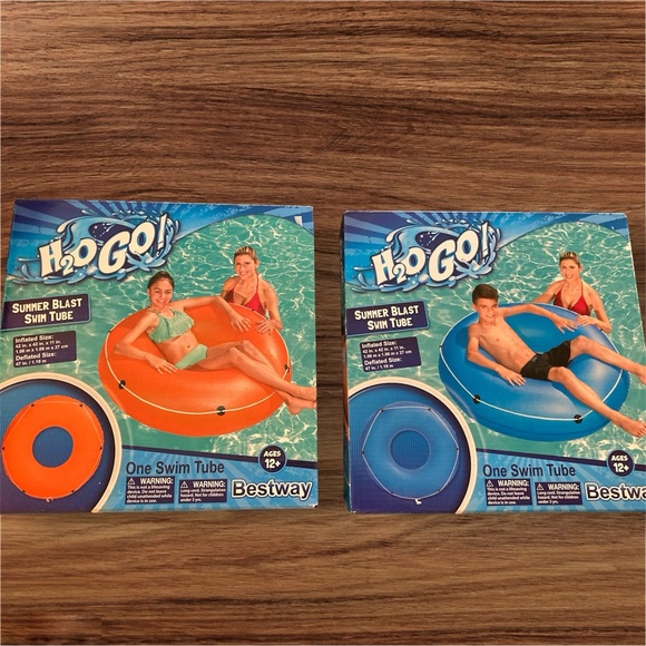 Other | New Inflatable Swimming Pool Floats Two Swimming Tubes Pool Floats Orange | Poshmark